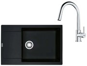 Franke - Kuchyňský set G260O, fragranitový dřez MRG 611-78 BB a baterie FS 3229.031, onyx/chrom 114.0700.724