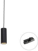 Designové závěsné svítidlo černé vč. 1-fázového kolejnicového adaptéru - Iconic Tubo