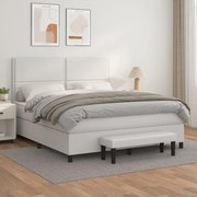 Box spring postel s matrací bílá 180x200 cm umělá kůže