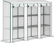 Outsunny 3patrový PVC zahradní skleník s ocelovým rámem, 2 rolovacími dveřmi — 215 x 46 x 151 cm, bílý | Aosom