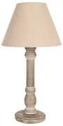 Hnědá stolní lampa s béžovým režným stínidlem Wiesje – 23x45 cm