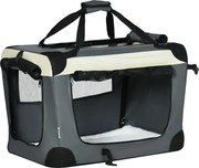 Skládací dopravka pro psy PawHut 60x41x41 cm s okny, měkkým polštářem a 2 ramenními popruhy, taška pro mini psy a kočky, šedá | Aosom
