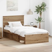 Rám postele Umělecký dub 100 x 200 cm Masivní borové dřevo 3410644