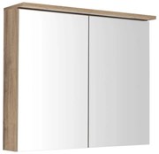 Aqualine KAWA - Zrcadlová skříňka s LED osvětlením, 80x70x22 cm, dub emporio WGL38S