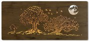Li-Go "Tři duby a měsíc" světelný obraz s baterií 90x40cm varianta ovládání: ovládání na obraze včetně dálkového ovladače, provedení povrchu: dub