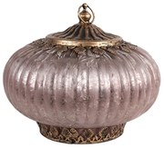 Růžová skleněná svítící LED lucerna Balli - Ø 17*14 cm