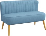 HOMCOM 2místná pohovka loveseat se vzhledem lnu, dvojsedák s dřevěnými nohami, nosnost do 150 kg, modrá, 117x56,5x77 cm do obývacího pokoje | Aosom.de