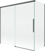 Mexen Rox, 2-křídlová posuvná vanová zástěna 160 + 70 x 150 cm, 8mm čiré sklo, broušený grafit profil, 8C9-160-070-66-00