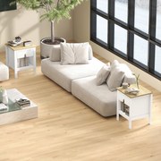HOMCOM Sada 2 Nočních Stolků s Šuplíkem a Otevřeným Kompartmentem, Moderní Styl do Ložnice nebo Obývacího Pokoje, 45 x 40 x 55 cm, Bílá | Aosom