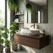 Rea Zoe Travo, umyvadlo na desku 590×380×170 mm, béžová/ecru imitace kamene matná, REA-U3540