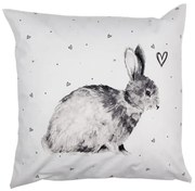 Černo-bílý povlak na polštář s motivem zajíčka Bunnies in Love – 45x45 cm