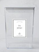 ČAJ DĚTSKÝ – bílá samolepka na dózu, základní písmo, 6 × 8 cm | DomaLEP