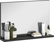 Zrcadlo do koupelny kleankin se policí, moderní víceúčelové zrcadlo do koupelny, ložnice a předsíně, 60x12x40 cm, černé | Aosom