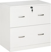 Výrobní kancelářský úložný kabinet Vinsetto se 2 zásuvkami na visící dokumenty, se zámkem a 2 klíči 74x42x72 cm Bílý | Aosom