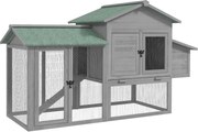 Dřevěný kurník pro slepice s volným výběhem hnízdní box s rampou výsuvný tác pro 2-4 slepice 168x75x103cm šedý