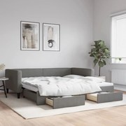 Válenda s přistýlkou a zásuvkami tmavě šedá 100 x 200 cm textil 3196620