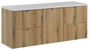 Závěsná umyvadlová skříňka Nova Oak s deskou 140 cm dub evoke/bílá