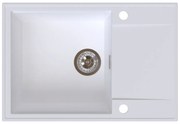 Sink Quality Sink55, kuchyňský granitový dřez 680x460x215 mm + chromový sifon, bílá, SKQ-SINK.W.1KDO.X