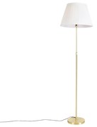 Stojací lampa zlatá/mosazná s plisovaným stínítkem krémové barvy 45 cm - Parte