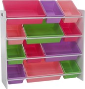 Organizér / regál na hračky, bílá / vícebarevná, MAISAN