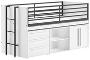 Bílá vyvýšená dětská postel s úložným prostorem s roštem 90x200 cm Sam – Vipack