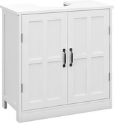 Kleankin Koupelnová Skříňka Pod Umyvadlo s Dvěma Dveřmi a Nastavitelnou Policí, Nosnost 20 kg, 60x30x60 cm, Bílá | Aosom