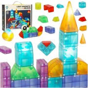 Creative Corner 3D stavební magnetické kostky LED svítící 64 kusů