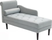 HOMCOM Čalouněný Chaise Longue s Levou Opěrkou a Polštářem ve Velvetu, Čalouněná Pohovka, Chaise Longue Křeslo se Stabilními Dřevěnými Nohami pro Obýv