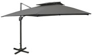 Boční zahradní slunečník s dvojitou stříškou 300x300cm antracit 312372