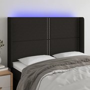 Čelo postele s LED černé 147 x 16 x 118/128 cm textil