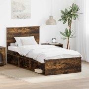 Rám postele s čelo Kouřový dub 100 x 200 cm Kompozitní dřevo 3407917