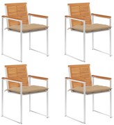 Zahradní židle 4 ks s poduškami masivní akáciové dřevo 3078488