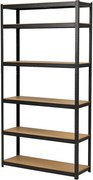 Regál 220x100x50 cm lakovaný 6-policový, nosnost 1050 kg - černý