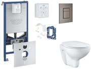 Grohe Rapid SLX - Set předstěnové instalace, klozetu, sedátka SoftClose, tlačítka Skate Cosmopolitan a sady pro vhazování tablet, kartáčovaný Hard Graphite SANI11BB5126
