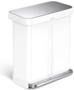 Simplehuman pedálový odpadkový koš na tříděný odpad DUAL 58 L (34/24) bílá ocel CW2118