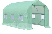 Zelený skleník Outsunny 4x2x2 m s 6 propustnými okny a zipovým rolovacím dveřmi pro pěstování rostlin a zeleniny | Aosom