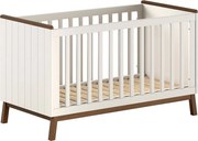 Béžová postýlka z borovicového dřeva s odnímatelným bokem/s nastavitelnou výškou 70x140 cm Sezane – Vipack