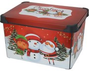 Úložný box s víkem Christmas, 22 l, červená, 40x23x30cm