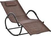 Outsunny Venkovní Houpací Lehátko s Područkami a Opěrkou Hlavy, Ratanový Efekt pro Zahradní Terasu, Maximální Zatížení 160 kg, 157x60x80 cm, Hnědé | A