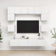 8dílný set TV skříněk bílý kompozitní dřevo 3078691
