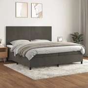 Box spring postel s matrací tmavě šedá 200x200 cm samet 3142924