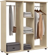 HOMCOM Mobilní skříň s úložným prostorem na 6 kolečkách 120 x 40 x 128 cm Přírodní dřevo | Aosom