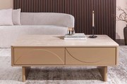 Designový konferenční stolek Luna – Cashmere & deska Travertin