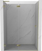 Mexen, Mexen Lunar L Otočné levé sprchové dveře 130 cm, transparentní, zlaté - 834L-130-000-50-00-L