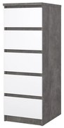 Komoda Simplicity 40 x 50 x 111,5 cm, šedá / bílý lesk