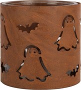 Rustikální rezavý svícen s duchy Halloween - Ø 16*15 cm
