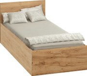 Postel s kovovým roštem a úložným prostorem, 90x200, dub craft zlatý, DOLI