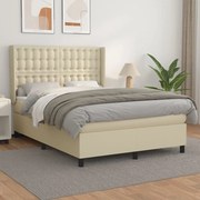 Box spring postel s matrací krémová 140x190 cm umělá kůže 3132497