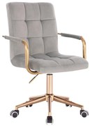 LuxuryForm DESIGN Otočná židle VERONA GOLD VELUR na zlaté podstavě s kolečky - světle šedá