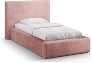 Růžová čalouněná jednolůžková postel s úložným prostorem s roštem 90x200 cm Amy – Micadoni